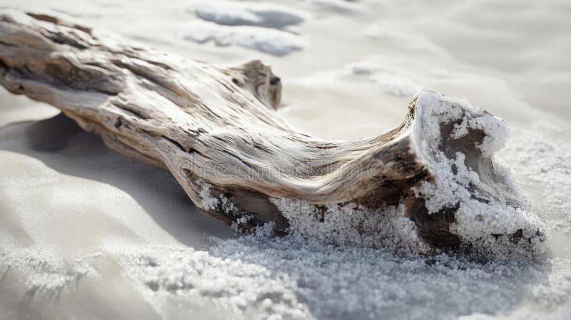 Salt-Encrusted Driftwood on a Sandy Beach Stock Image - Image of ...