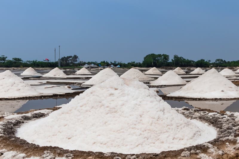 Salt Evaporation Pond, Salt Pile in Thailand, Salt Pan Stock Photo ...