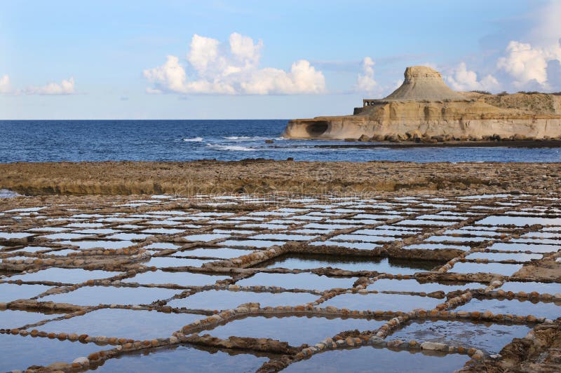 Salt Evaporation Ponds, Malta Stock Image - Image of saltwater, maltese ...
