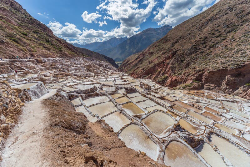 Salt Evaporation Ponds and Mines Built by Incas in Maras, Peru Stock ...