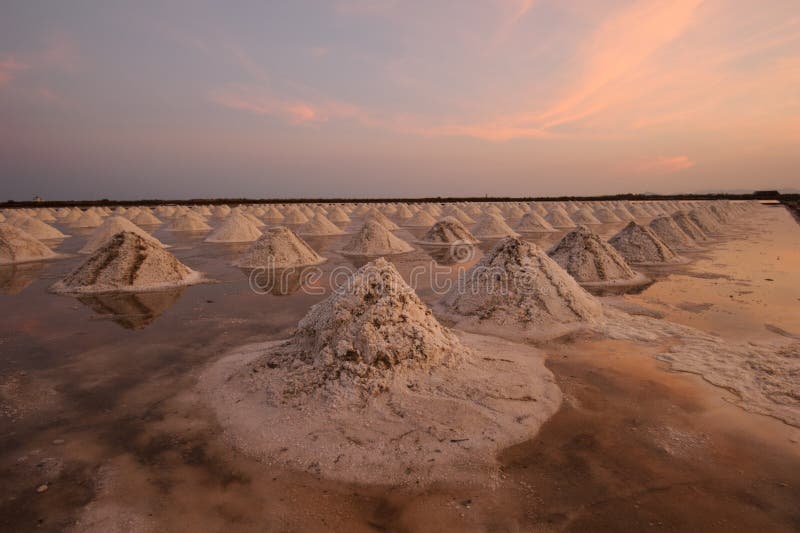 Salt Farm, Salt Pan in Thailand Stock Photo - Image of portugal, pile ...