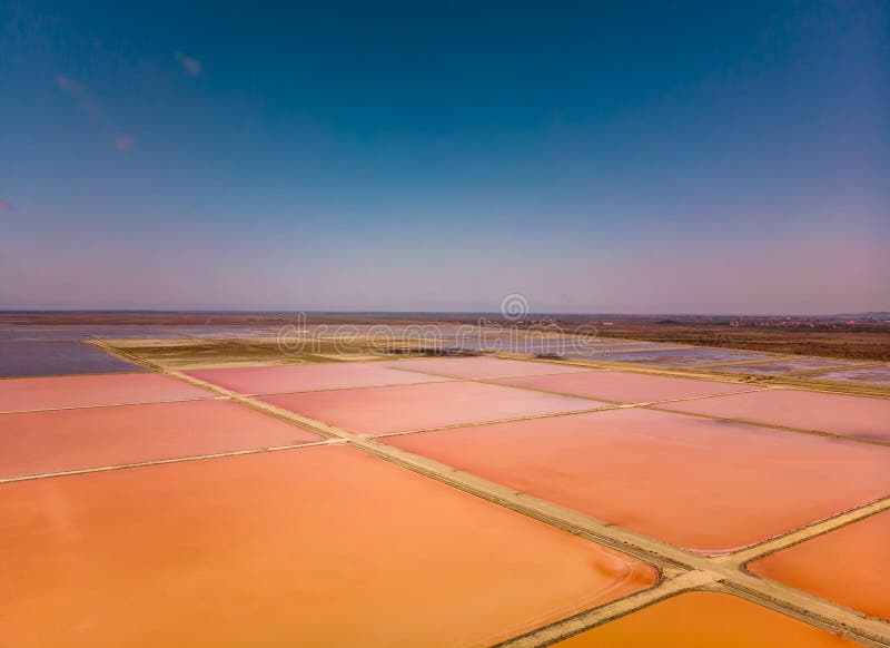 Salt field Albania stock photo. Image of drone, salt - 123980582