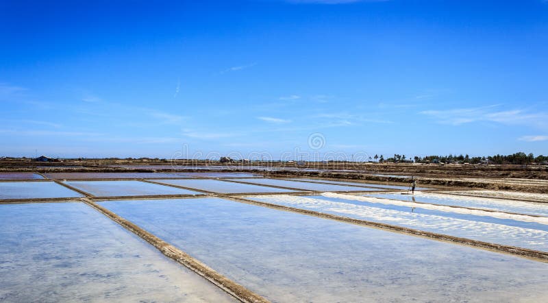 Producing Sea Salt in Bali, Process. Salt Making Process Stock Photo ...