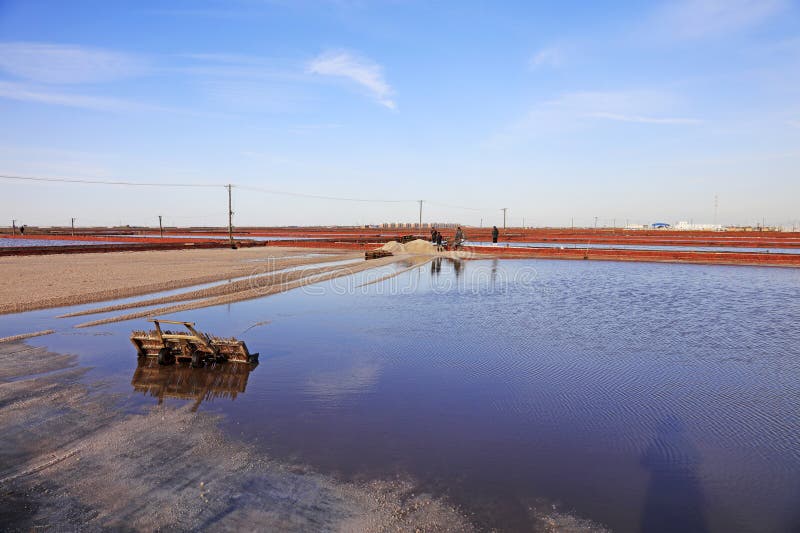 Salt field scenery stock photo. Image of scenery, water - 384326890