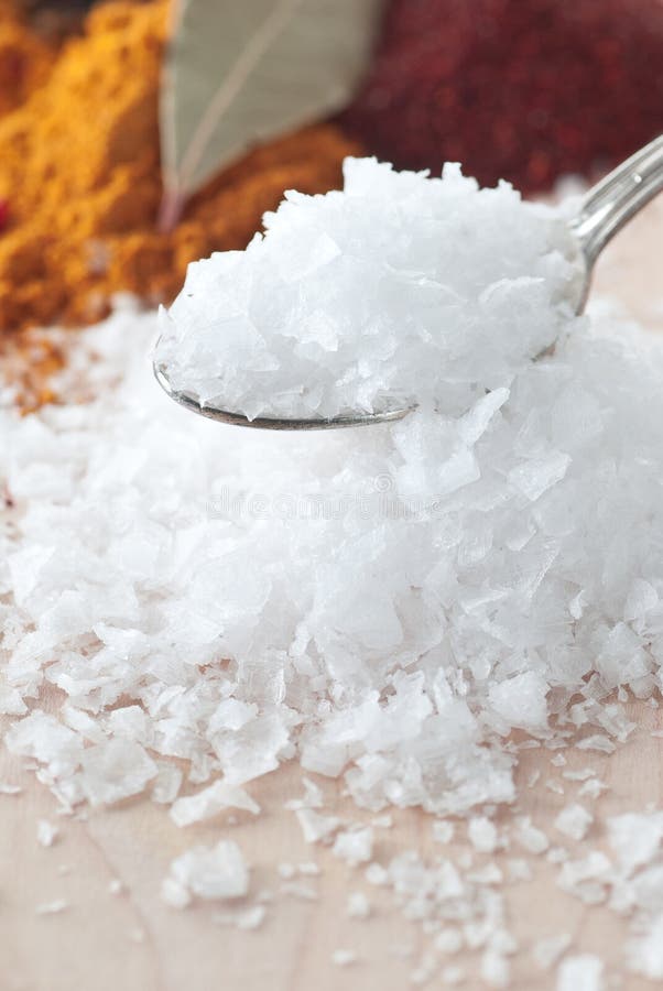 Sea Salt Flakes stock image. Image of photograph, spoon - 14856297