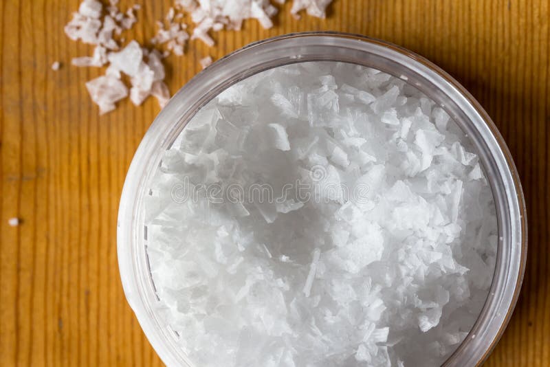 Salt Flakes in Jar - Top View Studio Image of Cypriot Salt Close Up ...