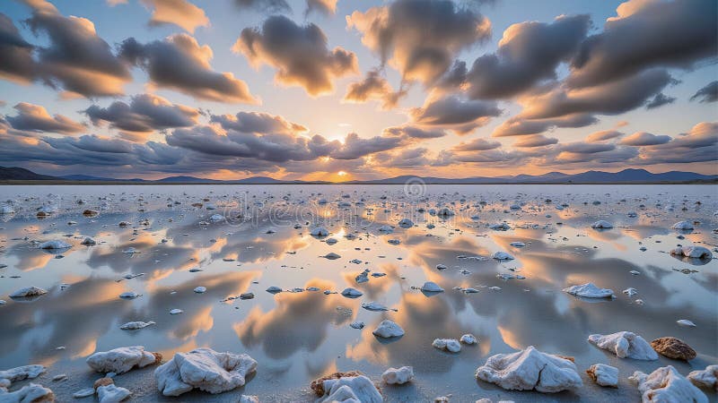 Reflective Salt Flat Merging Ground and Sky, Ideal for Articles on ...