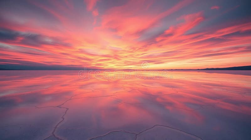 Salt Flat Sunrise - a Reflective Wonderland Stock Illustration ...