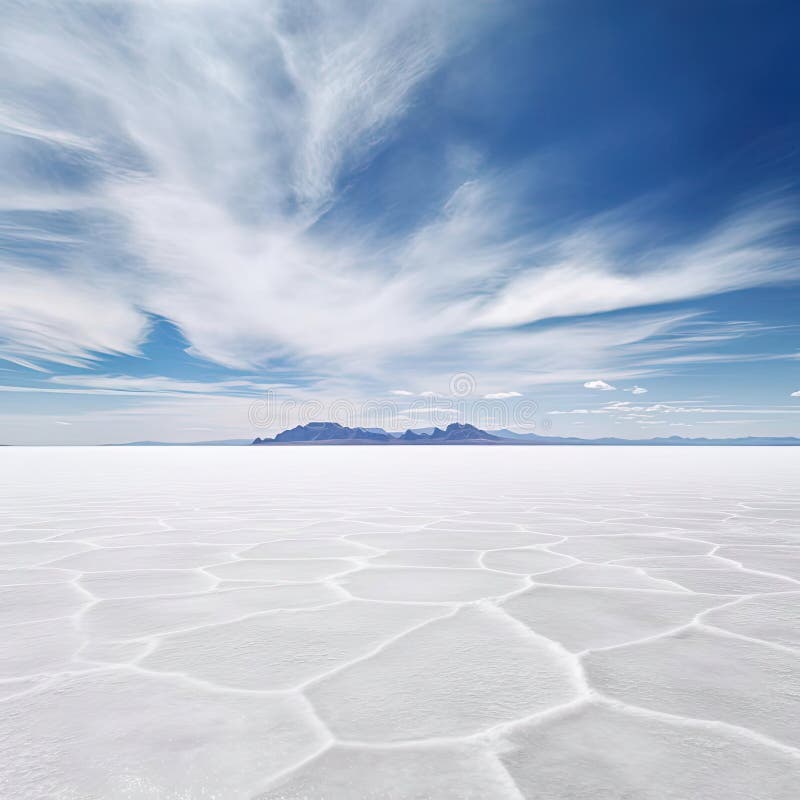Salt Flats and Blue Sky with White Clouds Stock Illustration ...
