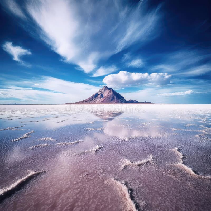 Salt Flats and Blue Sky with White Clouds Stock Illustration ...