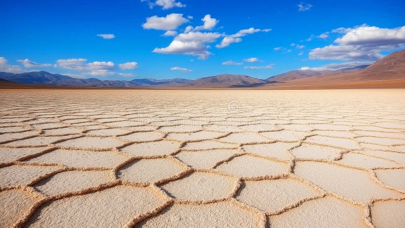 Salt Flats Stretch Under a Clear Sky in a Vast Desert Expanse Stock ...
