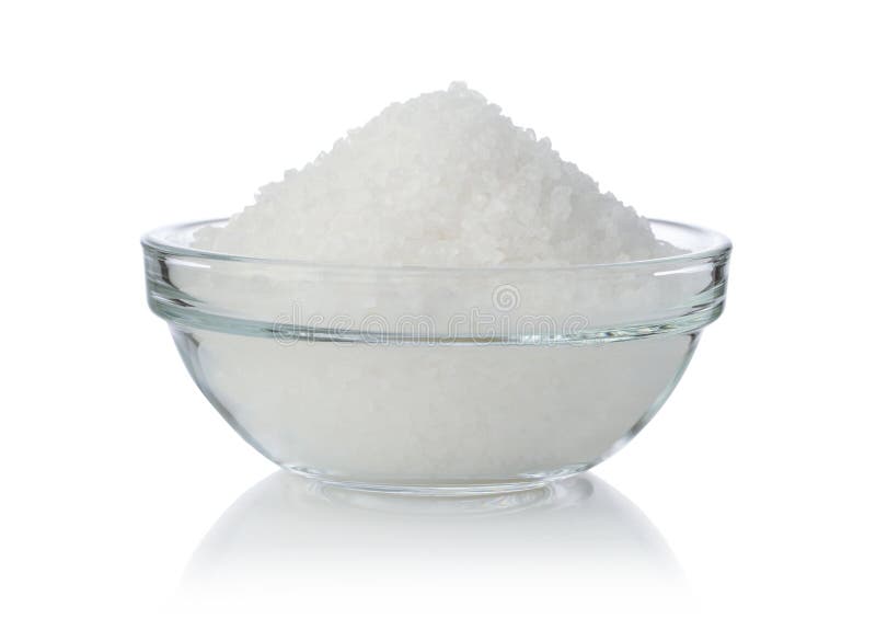 Salt in a Glass Bowl Isolated on White Stock Photo - Image of glass ...