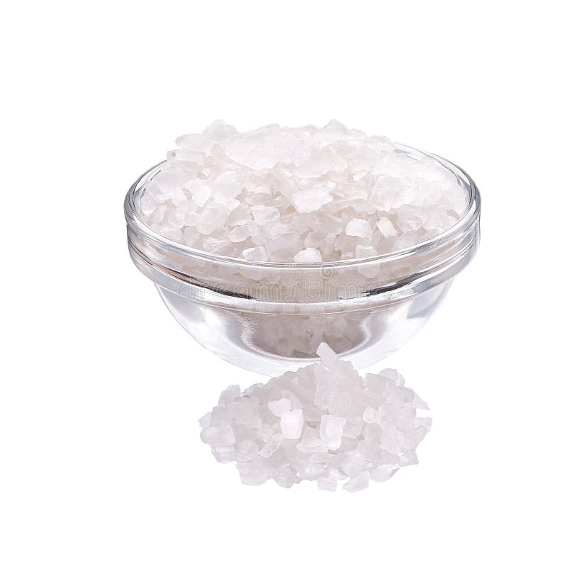 Salt in a Glass Bowl Isolated Stock Photo - Image of home, grain: 115620812