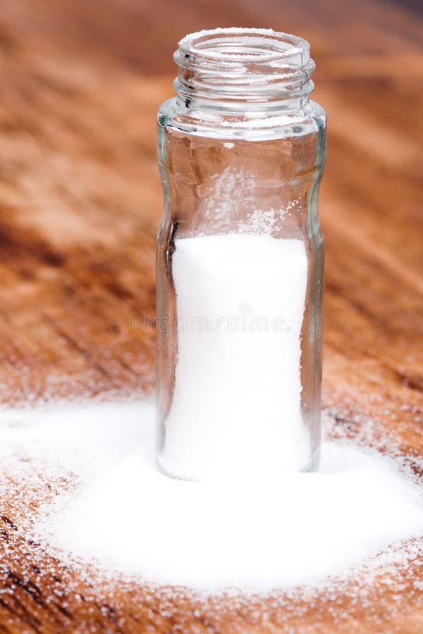 Salt in glass container stock photo. Image of wooden - 14388834