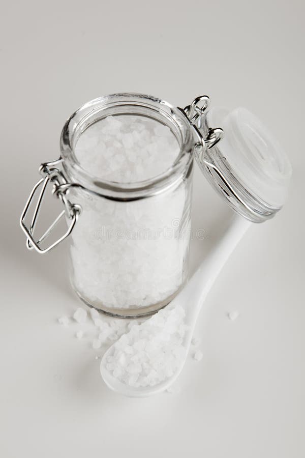 Salt in glass container stock image. Image of sodium - 75144081