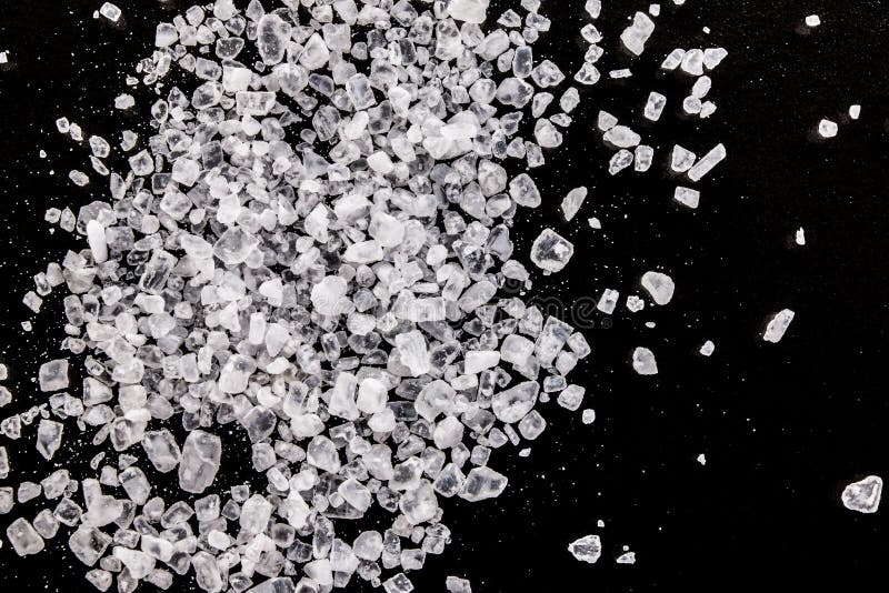 Salt Grains on a Black Background Macro Stock Image - Image of crystal ...