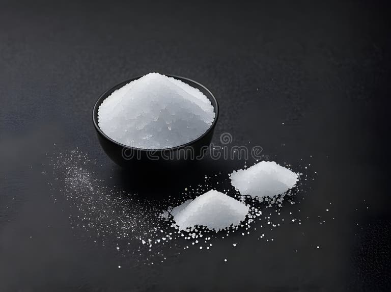 Salt Grains Black Background Medium Shot Focused. Stock Illustration ...