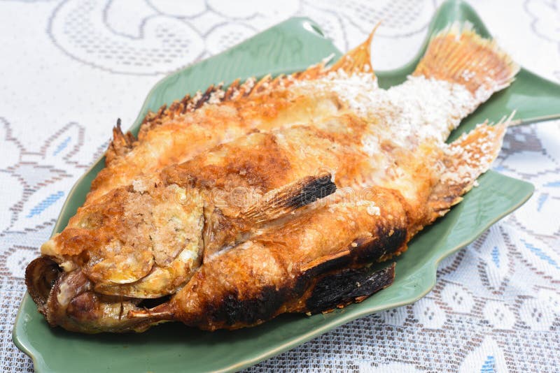 Salt-grilled fish stock photo. Image of baked, delicious - 78851642