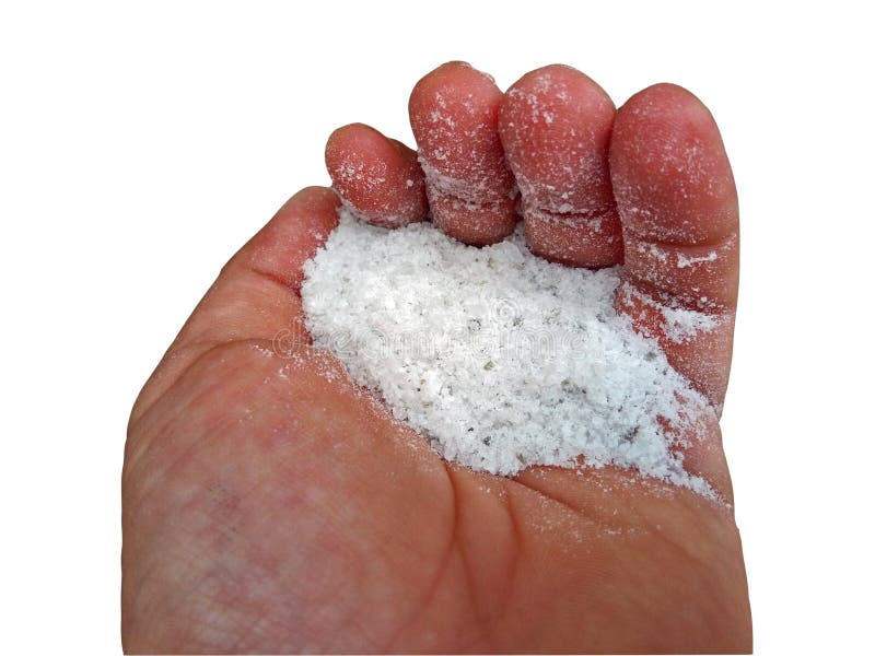 Salt in a hand - mineral stock image. Image of salt - 222084175