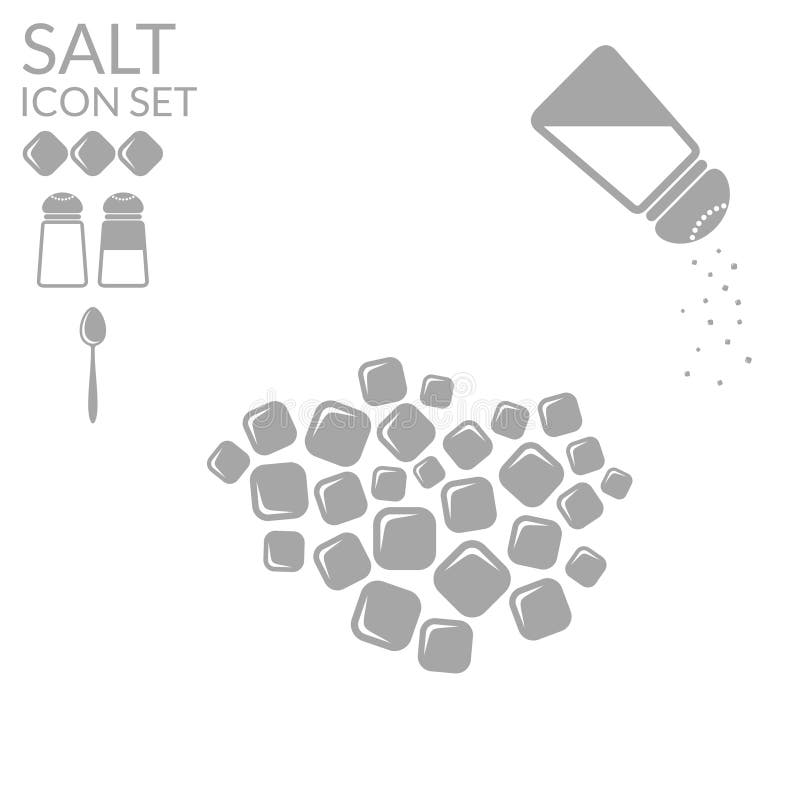 Salt. Icon set stock vector. Illustration of heap, shaker - 57177890