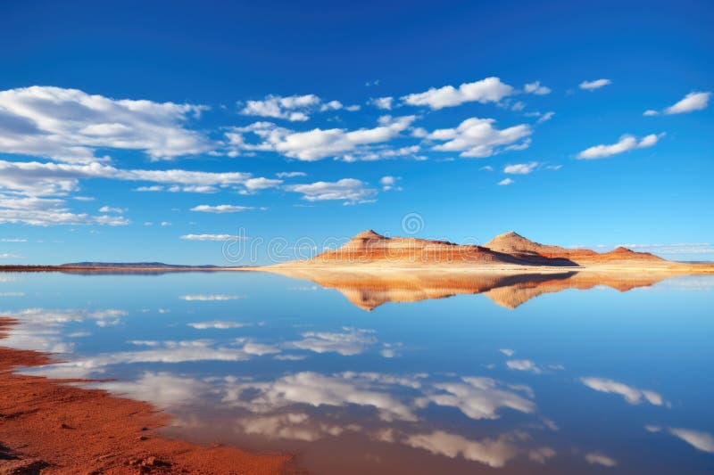 Salt Lagoon with a Reflection of a Clear Blue Sky Stock Photo - Image ...