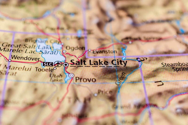 Salt Lake City en mapa foto de archivo. Imagen de municipio - 114071810
