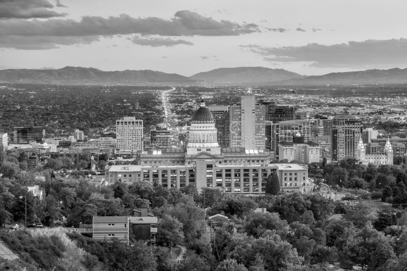 Salt Lake City, Utah at Night Stock Photo - Image of illuminated, house ...
