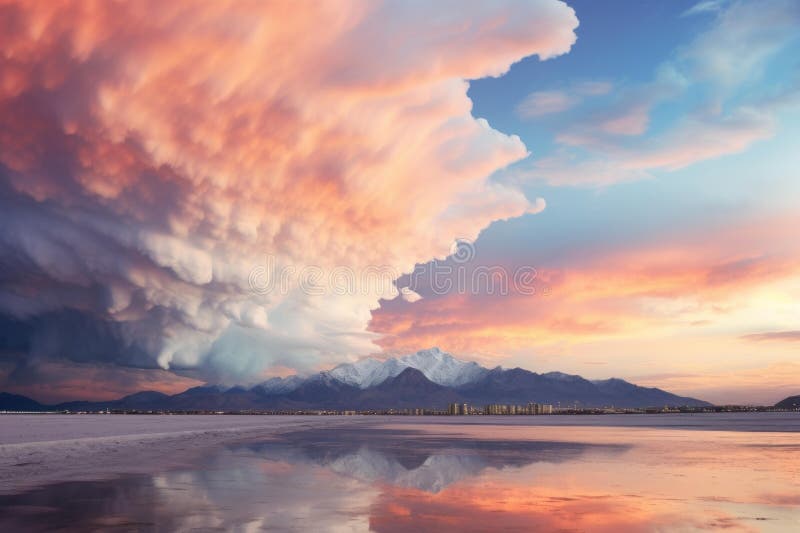 Salt Lake Reflection Sky. Generate Ai Stock Illustration - Illustration ...