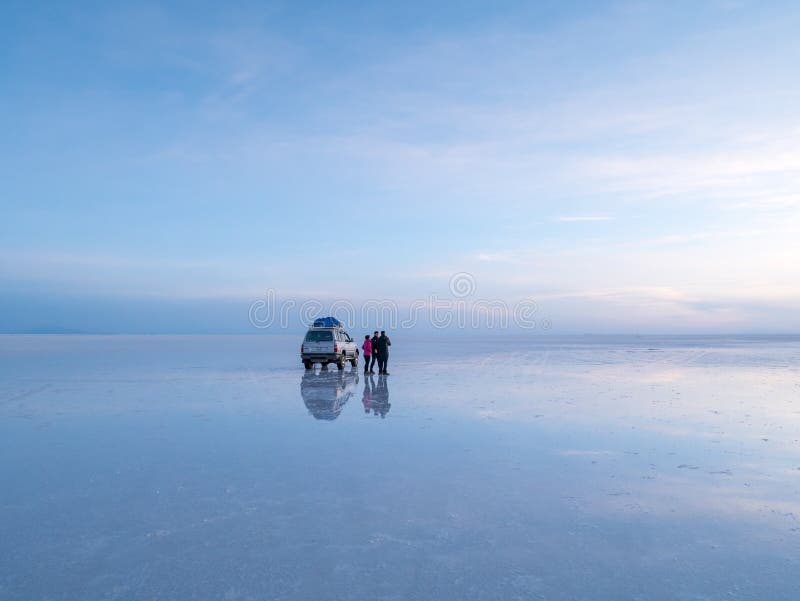Large Panorama of Reflective Salt-flats in Bolivia Stock Image - Image ...