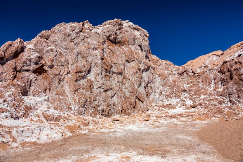 Salt Mine with White Color Covered Walls and Deep Blue Sky Stock Image ...