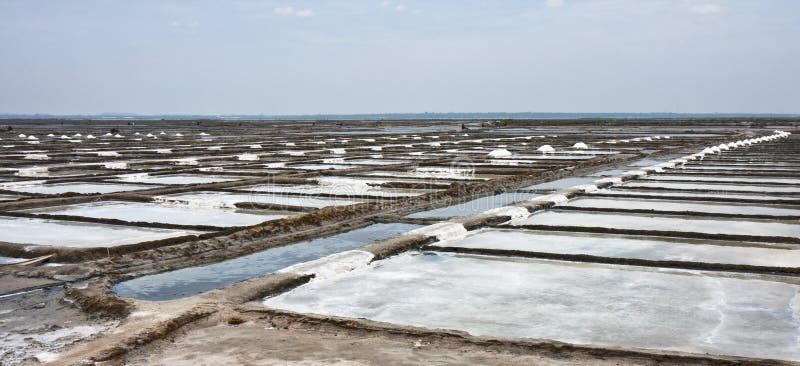 Raw Salt or Pile of Salt from Sea Water in Evaporation; Ponds at Stock ...