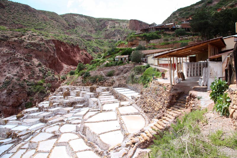 Salt Mines of Maras stock photo. Image of wall, soil - 358726260