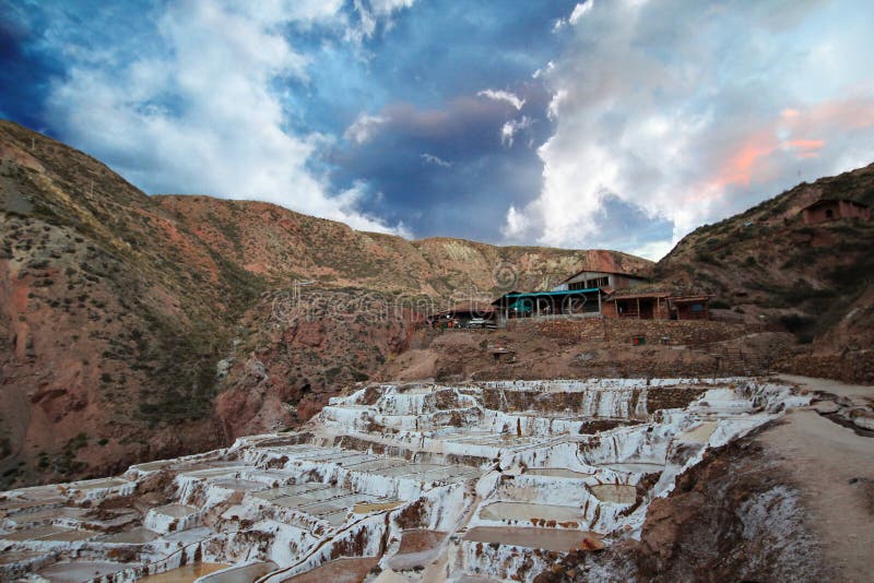 Salt mines in Peru stock image. Image of mineral, basins - 76517391