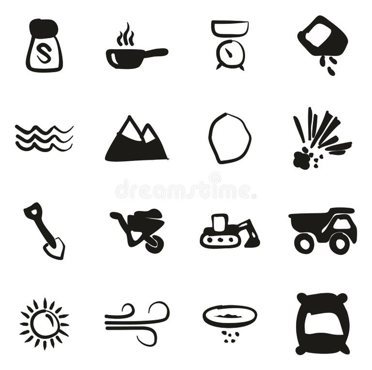 Salt or Salt Mining Icons Freehand Fill Stock Vector - Illustration of ...