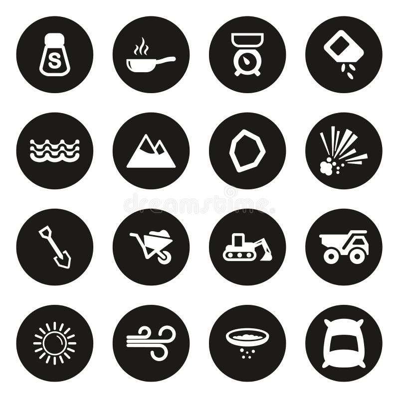 Salt or Salt Mining Icons White on Black Circle Stock Vector ...