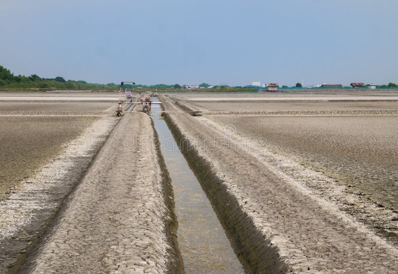 Salt Pan with Car Roller in Thailand Stock Photo - Image of farmer ...