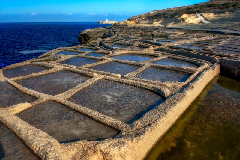 Salt panes on Gozo island stock image. Image of evaporation - 50681539