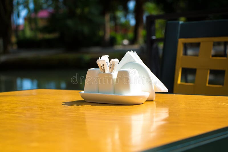 Salt and Papper on the Table Stock Photo - Image of coffeehouse, cafe ...