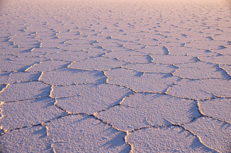 Salt Pattern at Sunrise - Salar De Uyuni, Bolivia Stock Photo - Image ...