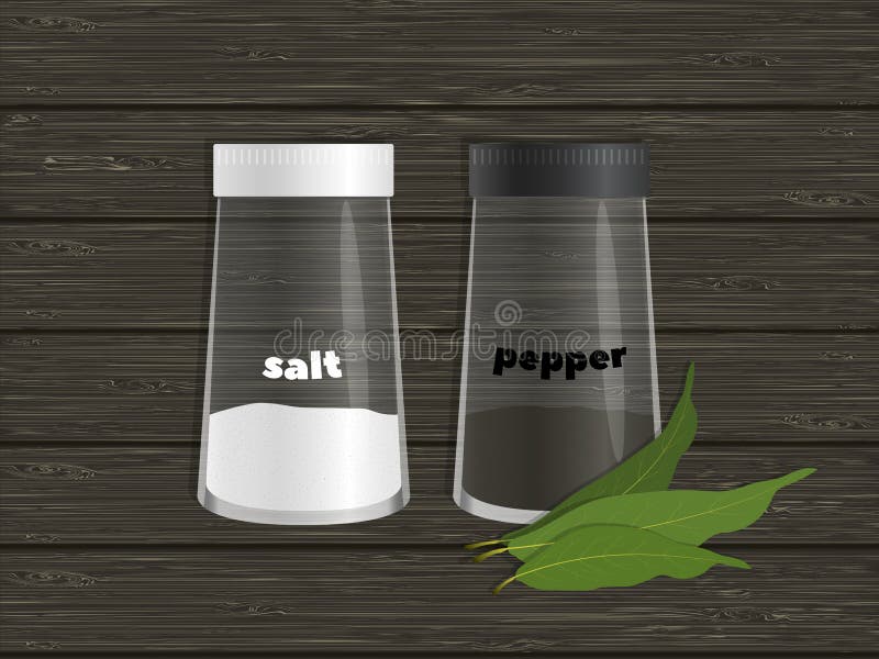 Salt, Pepper, Bay Leaf and a Bunch of Barberry on a Background of ...