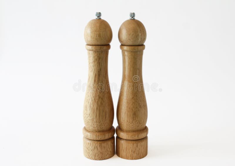 Salt and Pepper Mill, Wooden Cruet Set White Background Full Depth of ...