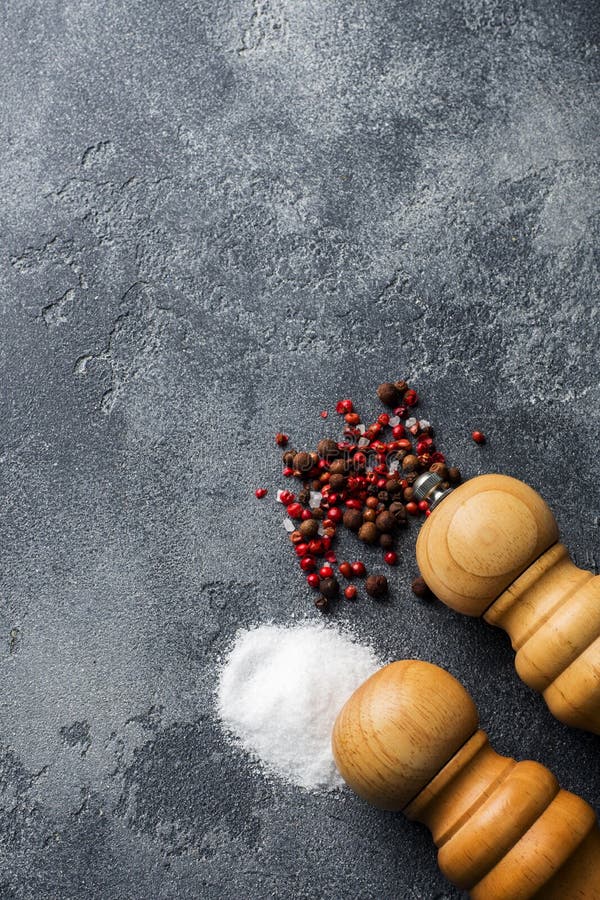 Salt and Pepper Mixture on a Dark Table with a Copy of the Space Stock ...