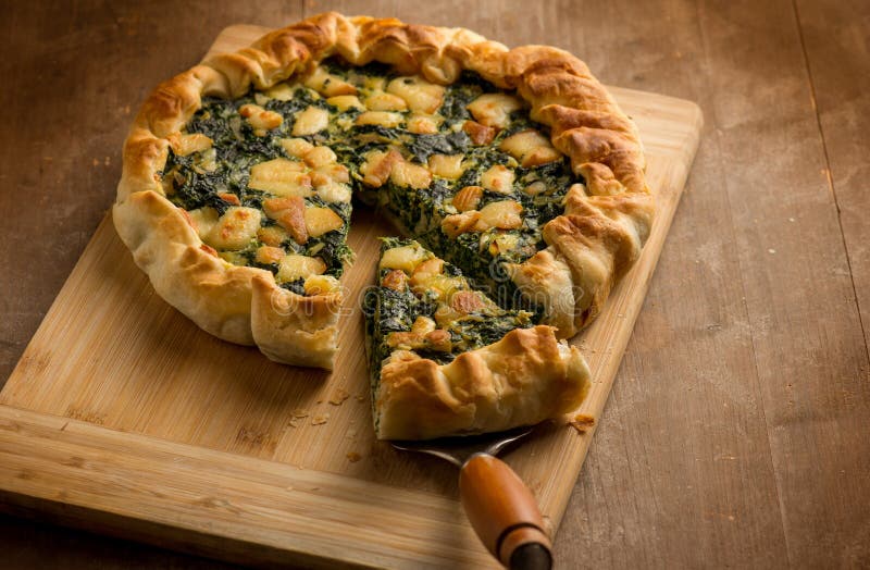 Salt Pie with Ricotta Cheese and Spinach Stock Image - Image of lime ...