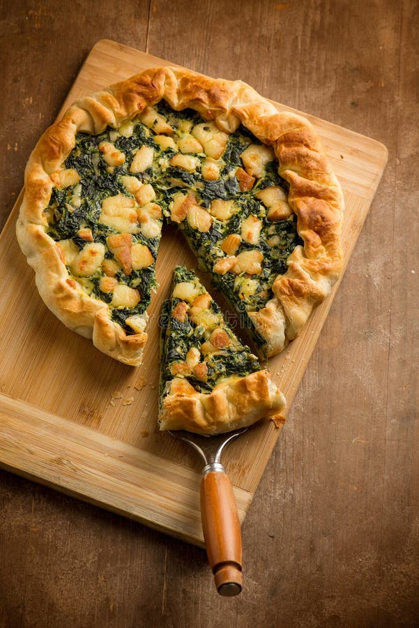 Salt Pie with Ricotta Cheese and Spinach Stock Photo - Image of ...