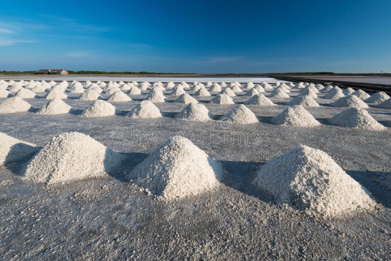 Salt Piles in Saline Under Blue Sky Stock Image - Image of pool ...