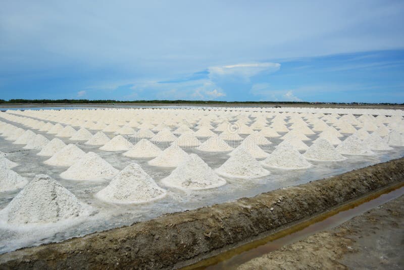Sea salt piles in Thailand stock image. Image of color - 30656349