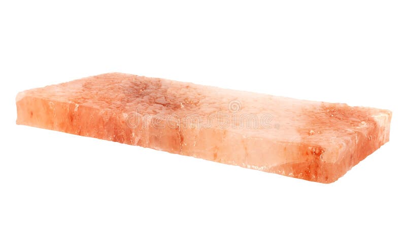 Salt Plate Isolated on White Background. Pink Himalayan Salt Block ...