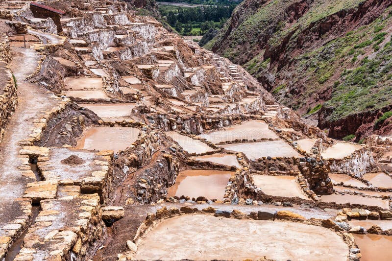 Salt Ponds of Maras Down a Terraced Hillside in the Sacred Valley of ...