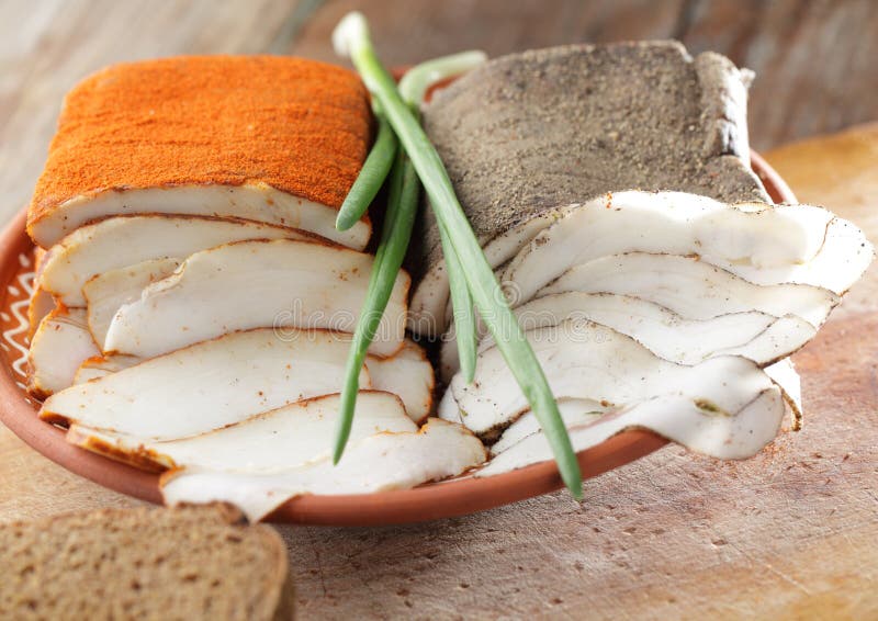 Salt pork stock photo. Image of green, meal, plate, food - 18859066