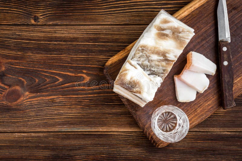 Salt Pork Fat on Dark Wooden Background Stock Image - Image of fresh ...